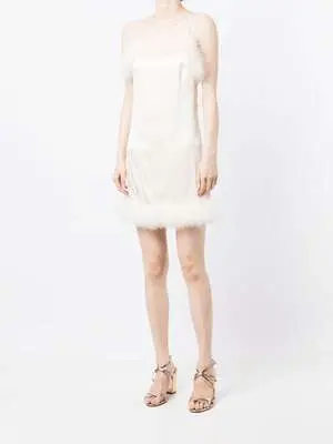 GILDA & PEARL Celeste Feather-trim Mini Dress