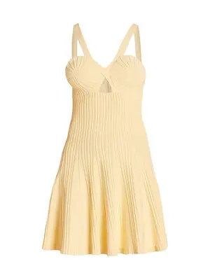 Alaïa Women's Pleated Knit Skater Dress - Jaune Pale - Size 8 - Jaune Pale  - Jaune Pale