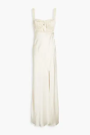 NICHOLAS Gathered Silksatin Maxi Dress - Cream