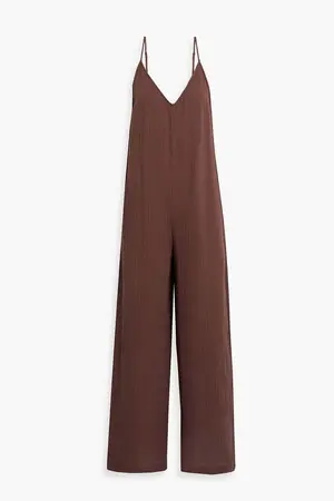 Onia Cottongauze Wideleg Jumpsuit Brown