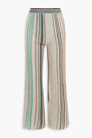 Missoni Metallic Striped Crochet Knit Wide-leg Pants - Multicolor