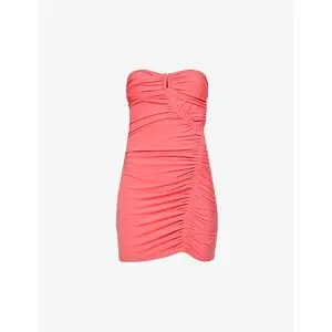 SELF-PORTRAIT Strapless Ruched Stretch-woven Mini Dress