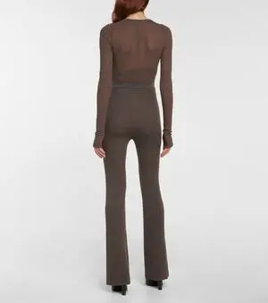 Rick Owens Rib-knit Wool-blend Pants - Brown