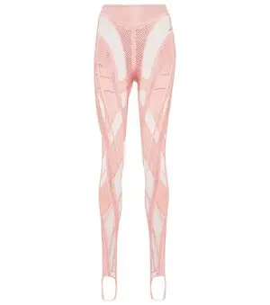 MUGLER Paneled Stirrup Leggings - Pink