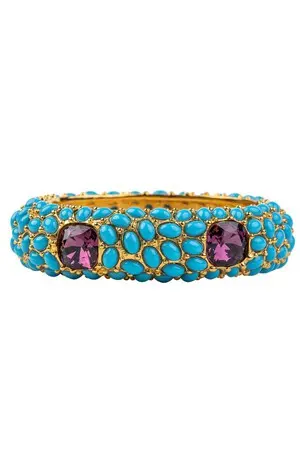 KENNETH JAY LANE Kenneth Jay Lane Turquoise & Amethyst Hinged Bracelet Metallic