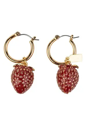 KENNETH JAY LANE Strawberry Drop Hoop Earrings