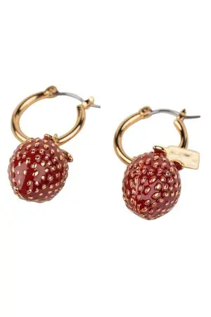 KENNETH JAY LANE Strawberry Drop Hoop Earrings