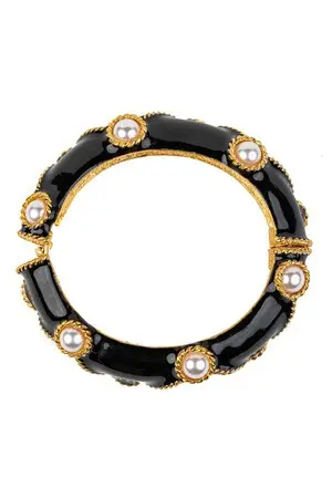KENNETH JAY LANE Bracelet With Pearl Cabochons - Black
