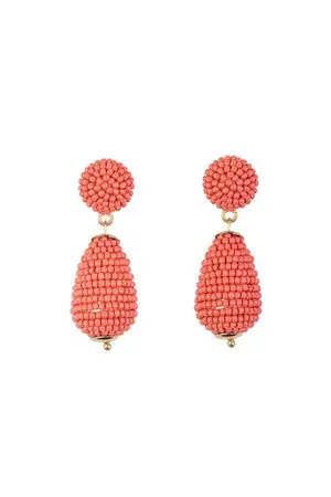 KENNETH JAY LANE Seed Bead Drop Earrings - Coral
