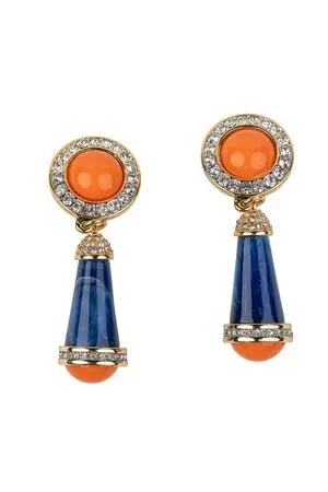 KENNETH JAY LANE And Lapis Clip On Earrings - Coral