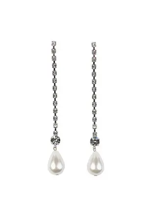 KENNETH JAY LANE Pearl Teardrop Rhinestone Dangle Earrings - Natural