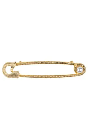 KENNETH JAY LANE Safety Pin Brooch - Gold