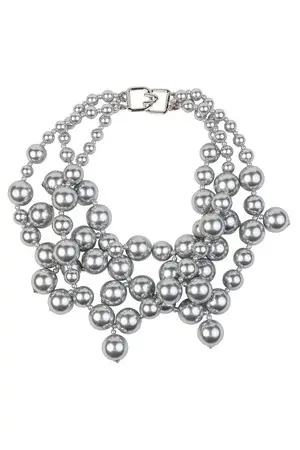 KENNETH JAY LANE Pearl Cluster Necklace - Grey