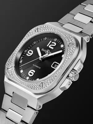 BELL & ROSS Br 05 Automatic 40mm Stainless Steel And Diamond Watch - Black
