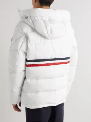 Moncler Fleole Logo-print Striped Quilted Hooded Down Jacket