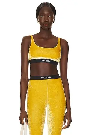 TOM FORD Tom Ford Velvet Signature Bralette In Black Chartreuse Citrine