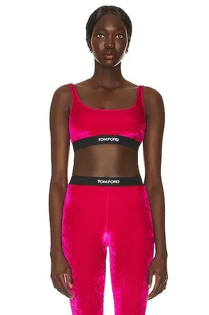 TOM FORD Tom Ford Velvet Signature Bralette In Black Raspberry