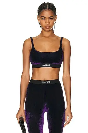 TOM FORD Tom Ford Velvet Signature Bralette In Black Royal Grape