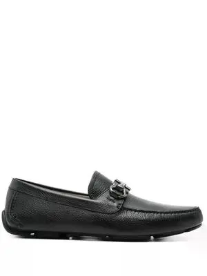 FERRAGAMO Gancini Slip-on Calf Leather Loafers - Black