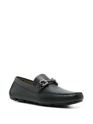 FERRAGAMO Gancini Ornament Driver Loafers - Black