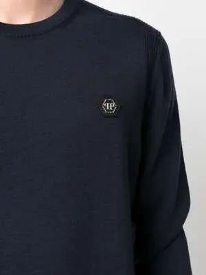 Philipp Plein Logo Patch Merino Wool Jumper