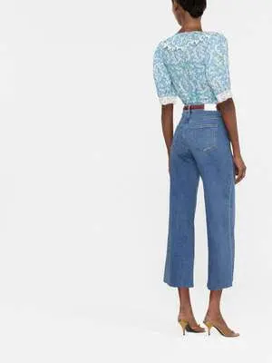Paige Anessa Cropped Wide-leg Jeans - Blue