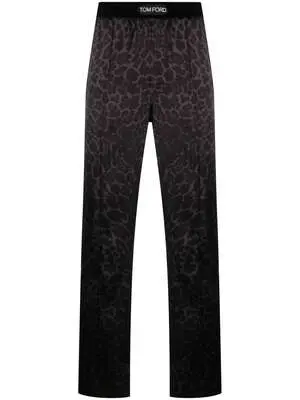 TOM FORD Leopard Print Pajama Pants Black