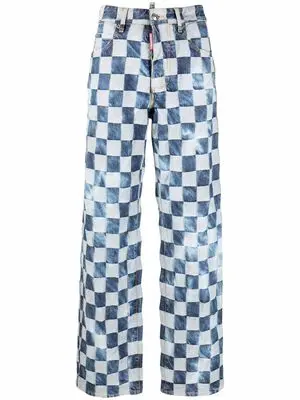 Dsquared2 Checked Wide-leg Jeans