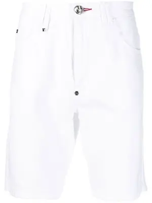 Philipp Plein Knee-length Denim Shorts - White