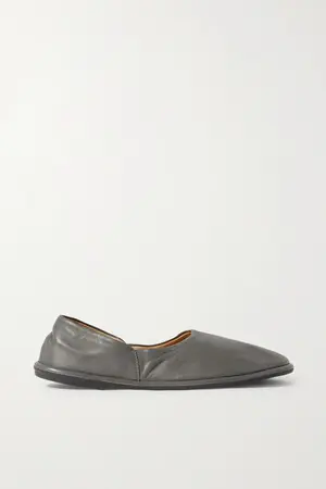 THE ROW Canal Glossed-leather Ballet Flats