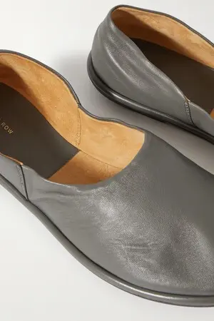 THE ROW Canal Glossed-leather Ballet Flats