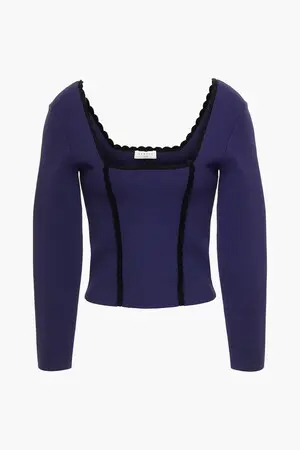 Sandro Velvet-trimmed Ponte Top