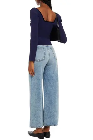 Sandro Velvet-trimmed Ponte Top