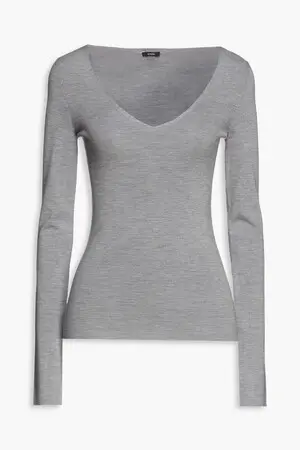 JOSEPH Mélange Silkblend Sweater - Gray