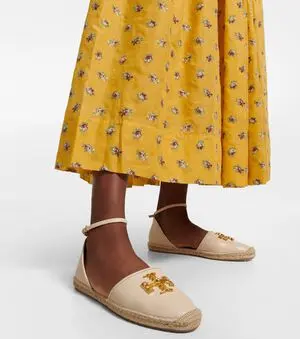 Tory Burch Eleanor Embellished Leather Espadrilles