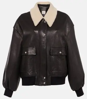 Khaite Shearling-trimmed Leather Jacket - Black