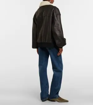 Khaite Shearling-trimmed Leather Jacket - Black