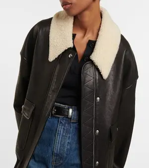 Khaite Shearling-trimmed Leather Jacket - Black