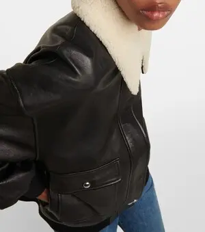 Khaite Shearling-trimmed Leather Jacket - Black