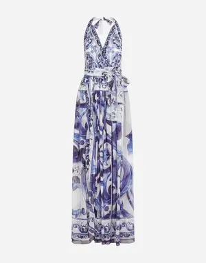 Dolce & Gabbana Long Sleeveless Majolica Dress - Multicolor