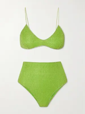 Oseree Oséree Lumière Metallic Triangle Bikini Green