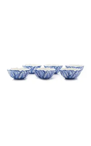MODA DOMUS Set-of-six Lily Of The Valley Ceramic Cereal Bowls - Blue