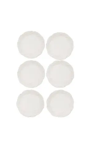 MODA DOMUS Set Of 6 Lily Of The Valley Ceramic Salad Plates - White
