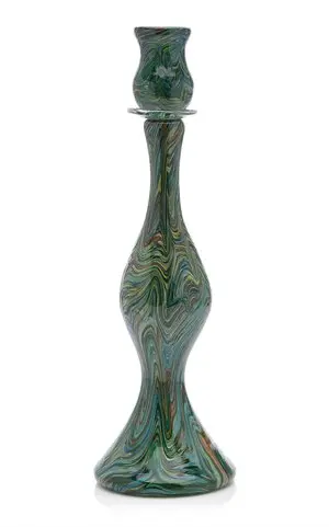 MODA DOMUS Calcedonio Glass Candlestick - Green