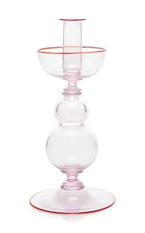 MODA DOMUS Riviera Short Glass Candle Holder - Pink