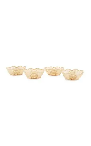 MODA DOMUS Set-of-4 Small Oval Wicker Bowls - Neutral