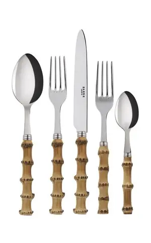 SABRE Panda Bamboo Five-piece Silverware Set - Brown