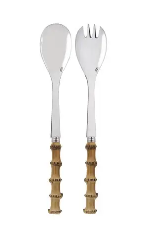 SABRE Panda Bamboo Two-piece Salad Set - Brown