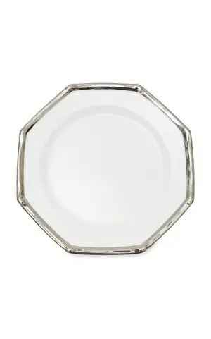 ESTE CERAMICHE FOR MODA DOMUS Set-of-four Bamboo-trimmed Ceramic Dinner Plates - Silver