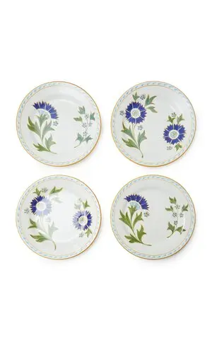 ESTE CERAMICHE FOR MODA DOMUS Set-of-four Printed Ceramic Dessert Plates - Blue